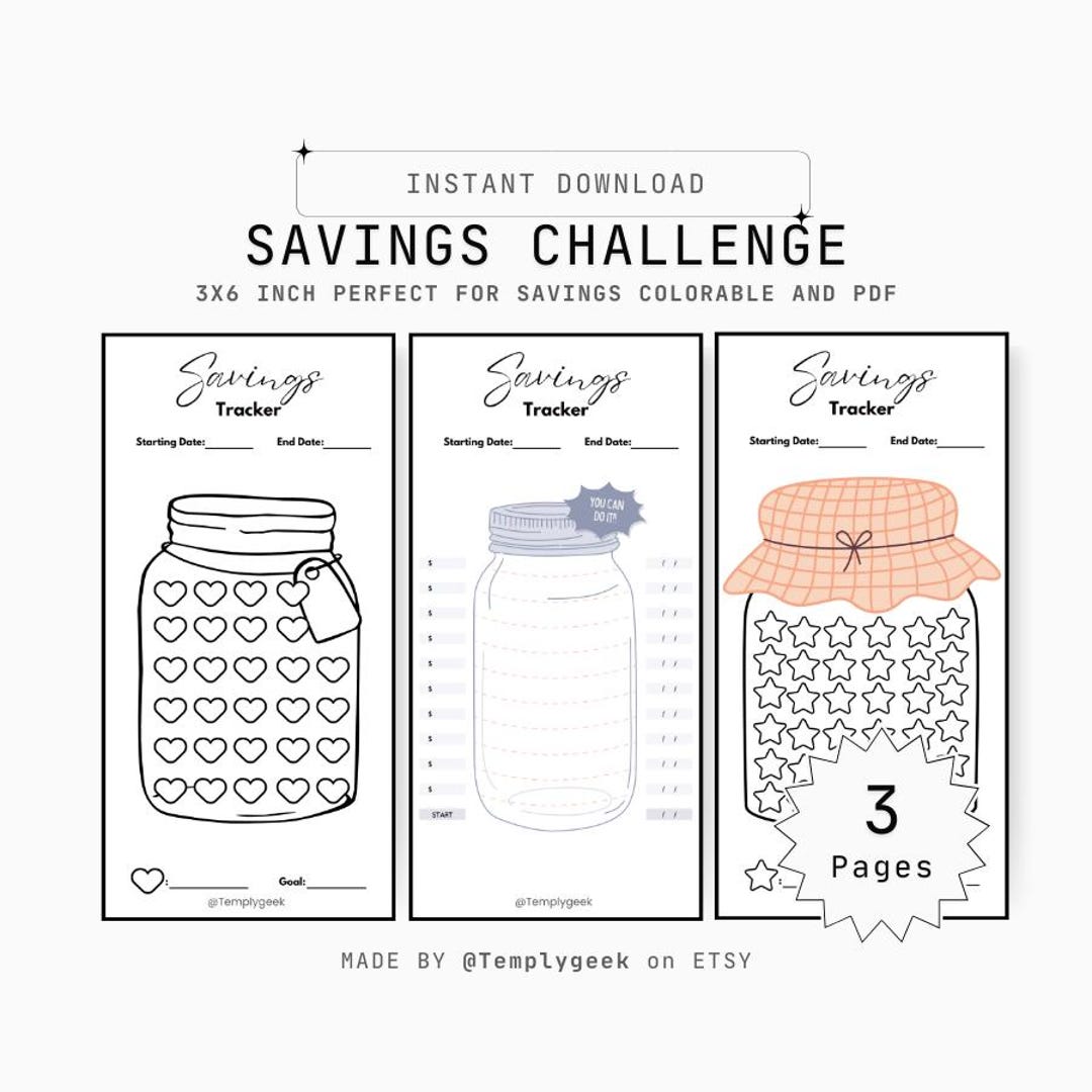 Savings Jar Tracker Printable, Savings Challenge, Money Saving ...