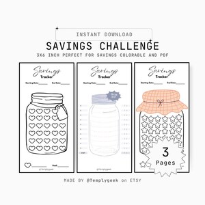 Savings Jar Tracker Printable, Savings Challenge, Money Saving ...