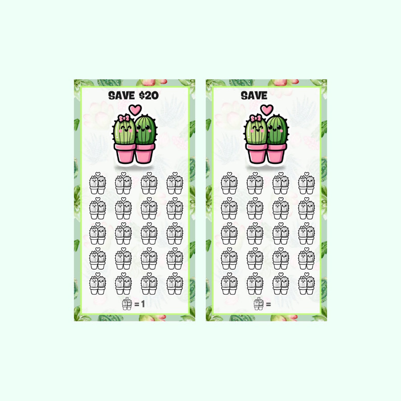 Cute Cactus Challenges | Roll N Save | Printable for Cash Stuffing | A6 ...
