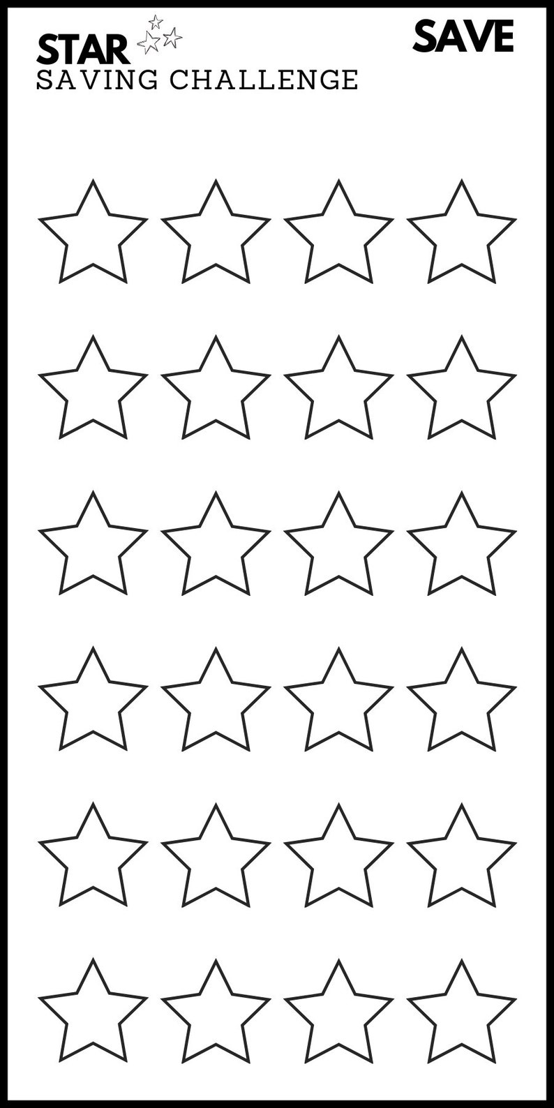 Star Savings Challenge Printable for Cash Stuffing | A6 | Instant ...
