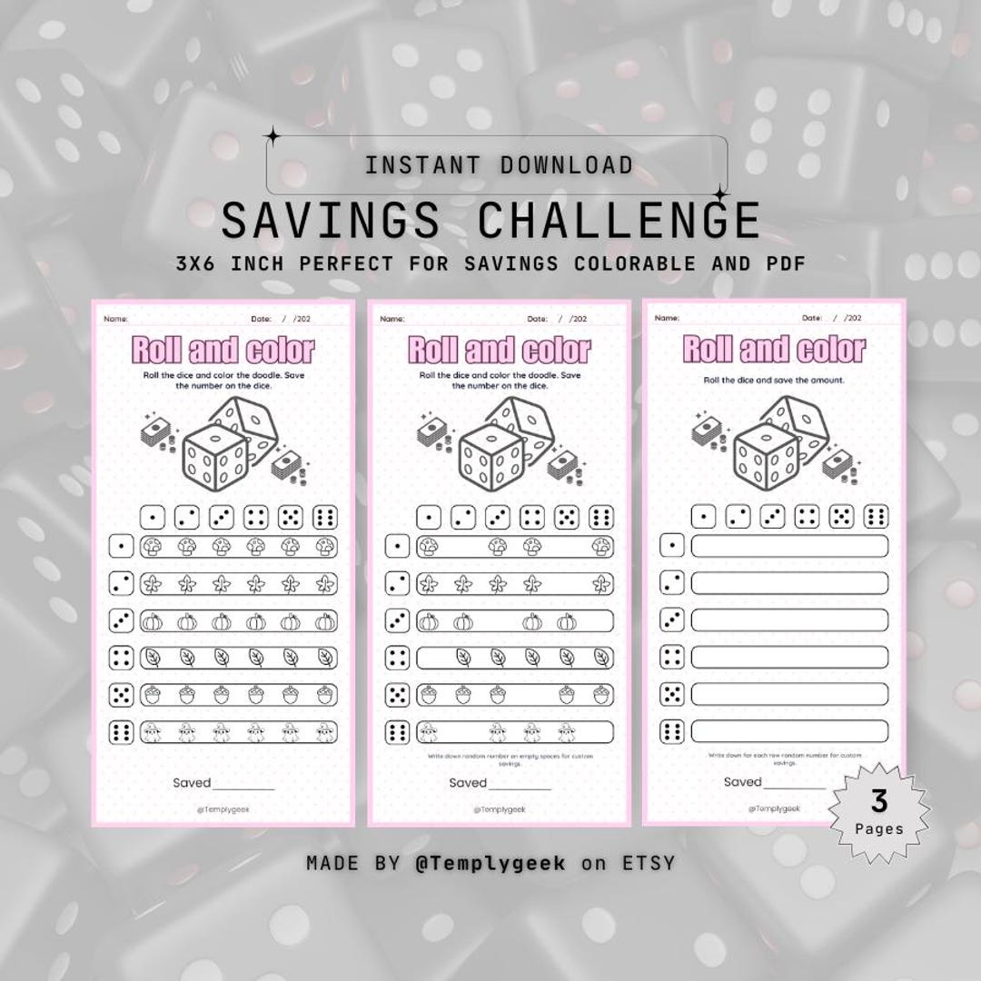 Roll the Dice Savings Challenge | Roll N Save | Printable for Cash ...