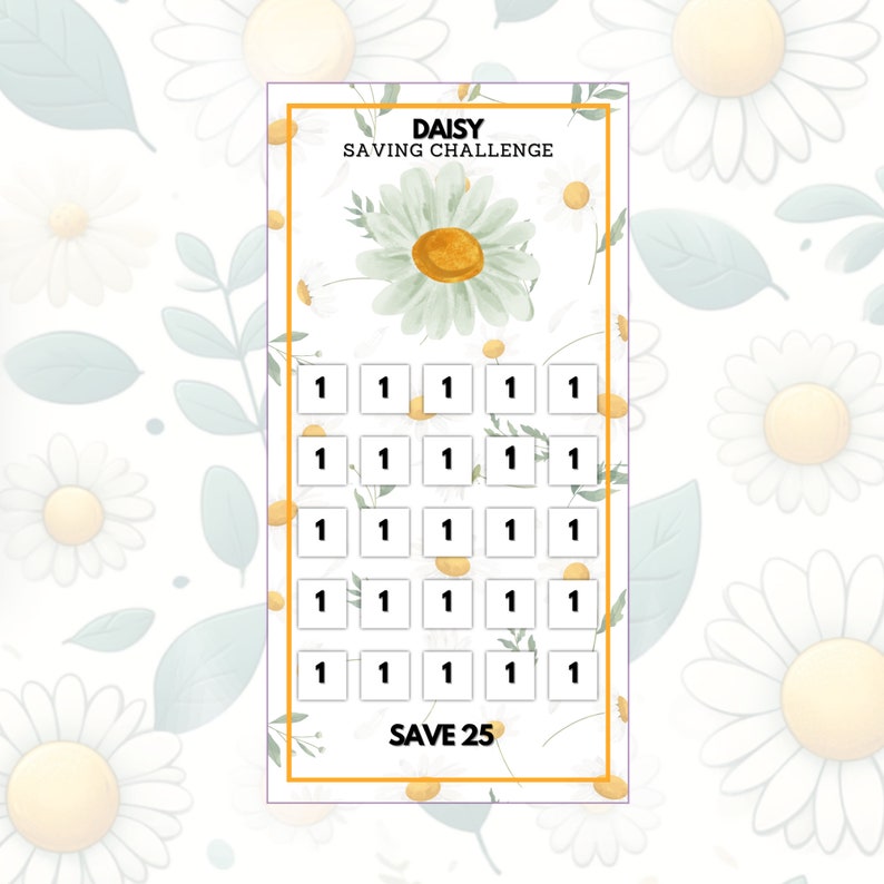 Daisy Savings Challenge Printable for Cash Stuffing | A6 | Instant ...