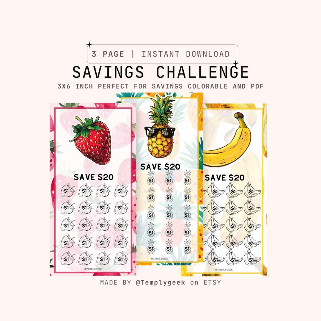 Sweet Savings Challenge, Mini Savings Challenge, Cute Savings Tracker ...