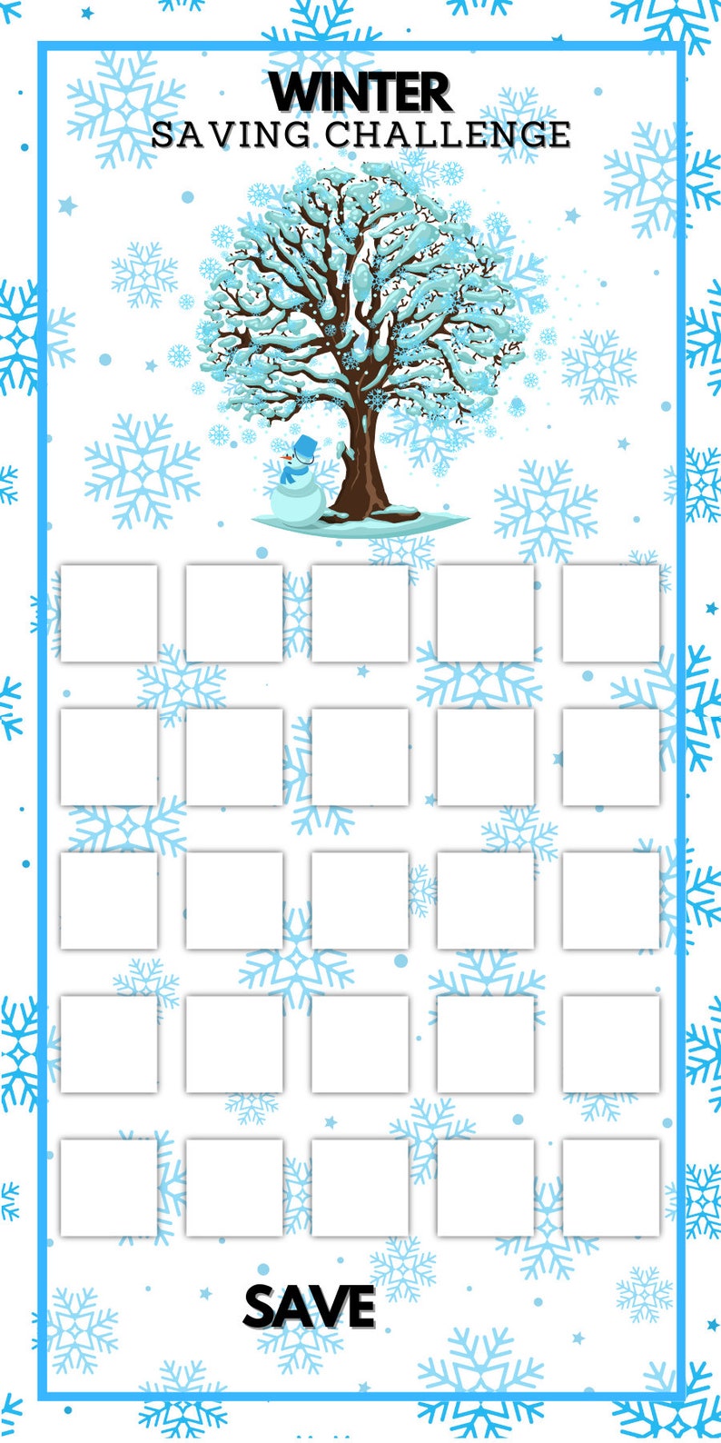 Winter Savings Challenge Printable for Cash Stuffing | A6 | Seasonal ...