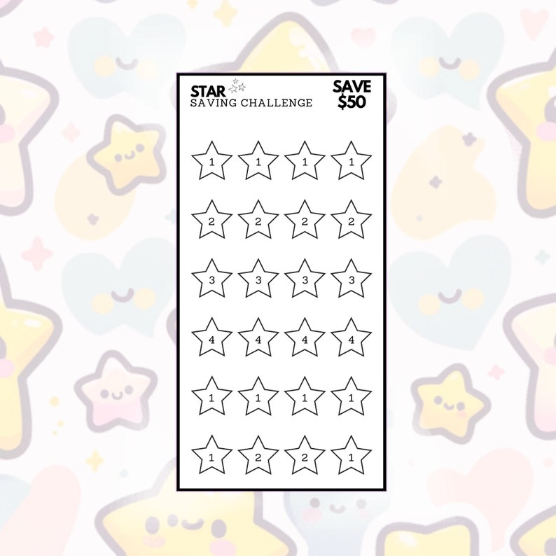 Star Savings Challenge Printable for Cash Stuffing | A6 | Instant ...