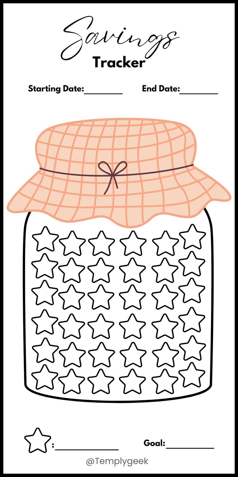 Savings Jar Tracker Printable, Savings Challenge, Money Saving ...