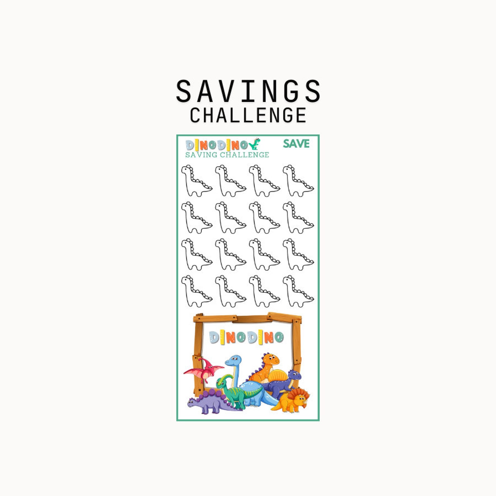 Dinosaur Savings Challenge Printable for Cash Stuffing A6 Colorable ...
