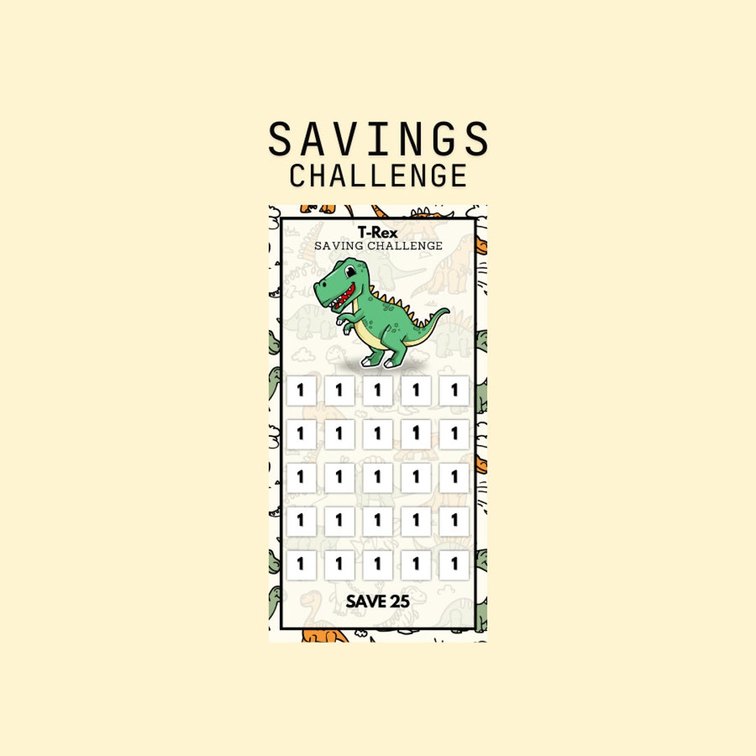 T-rex Dinasour Savings Challenge Printable for Cash Stuffing | A6 ...