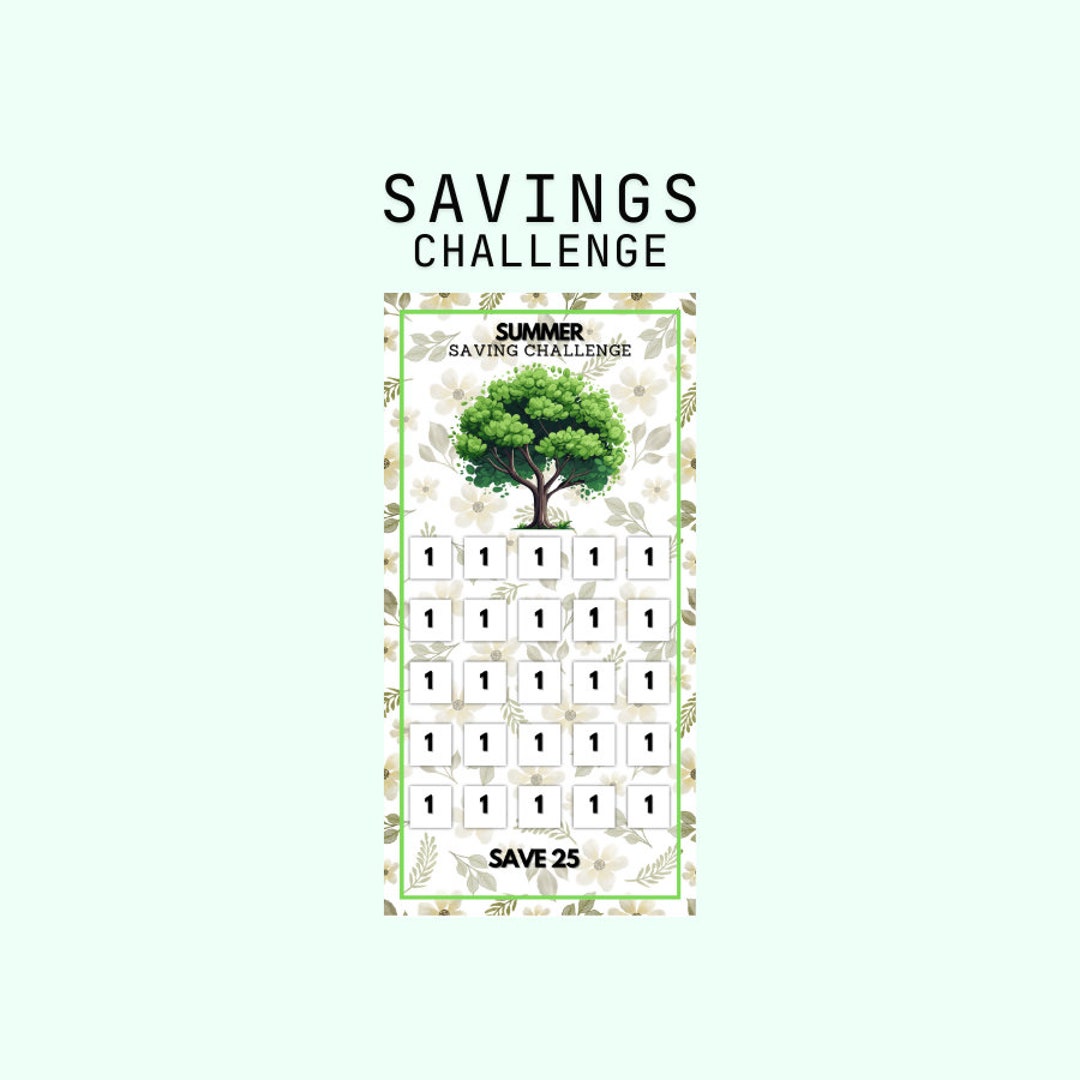 Summer Savings Challenge Printable for Cash Stuffing | A6 | Seasonal ...