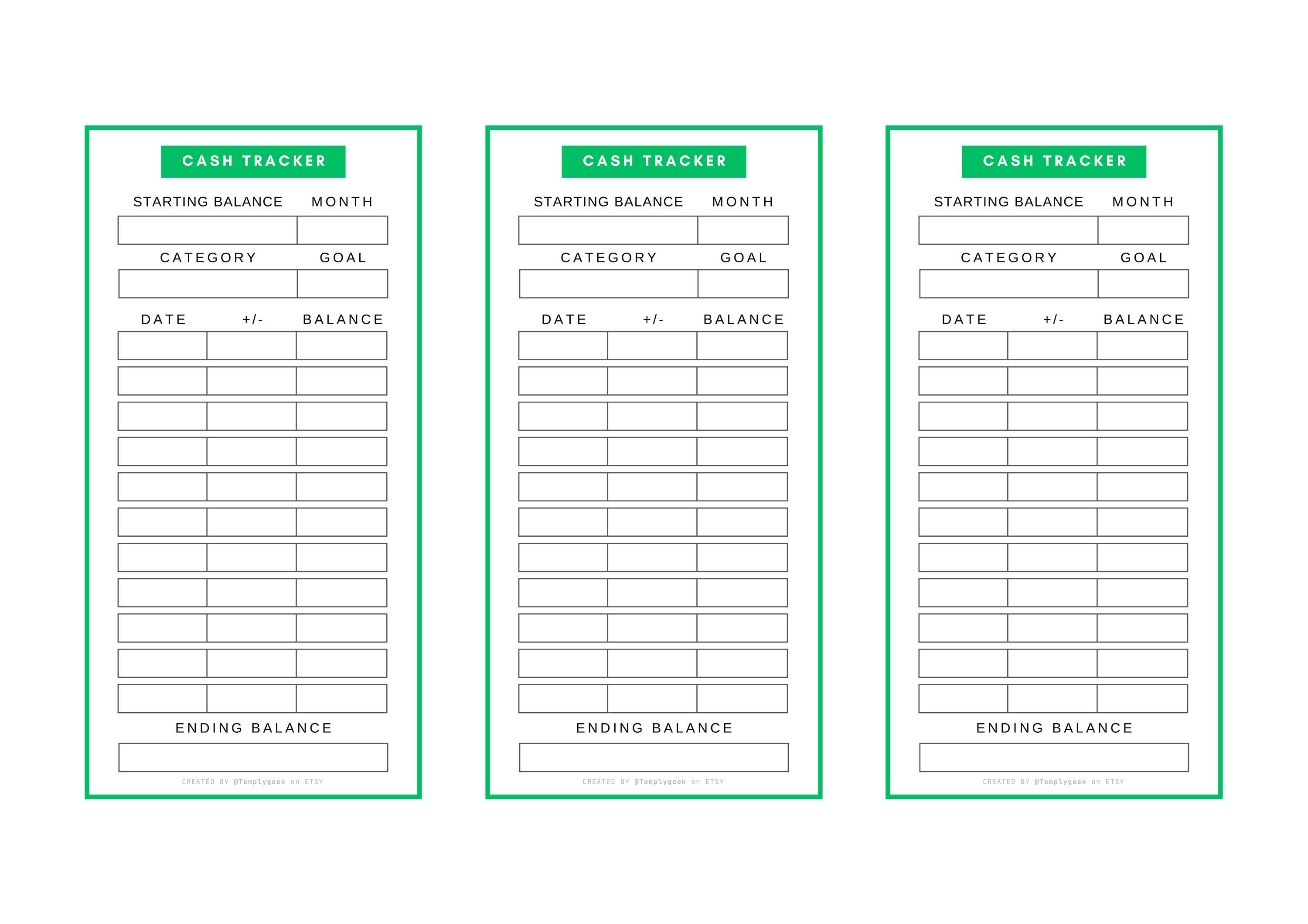 Cash Envelope Inserts Printable PDF Money Tracker Budget Planner Cash ...