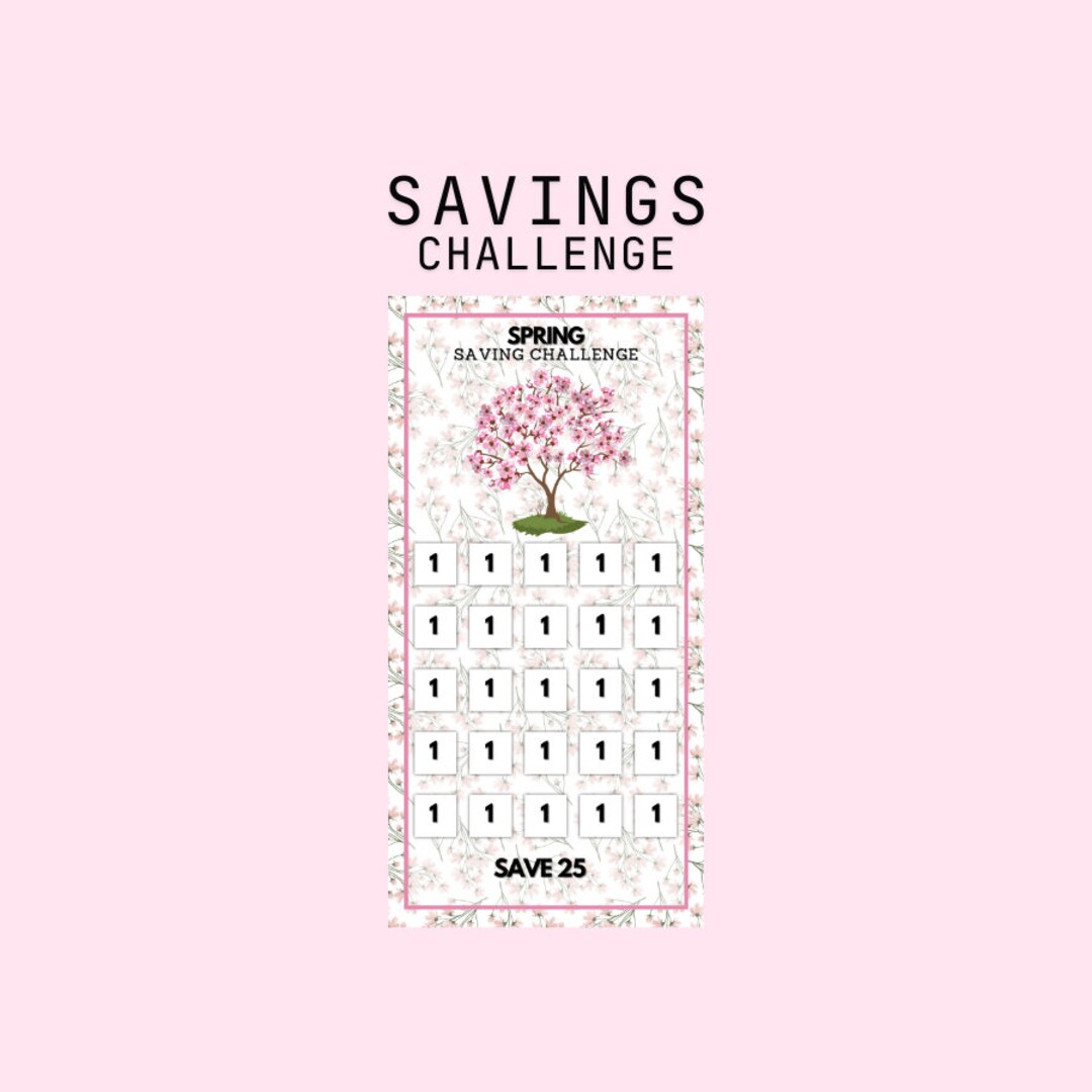 Spring Savings Challenge Printable for Cash Stuffing | A6 | Seasonal ...