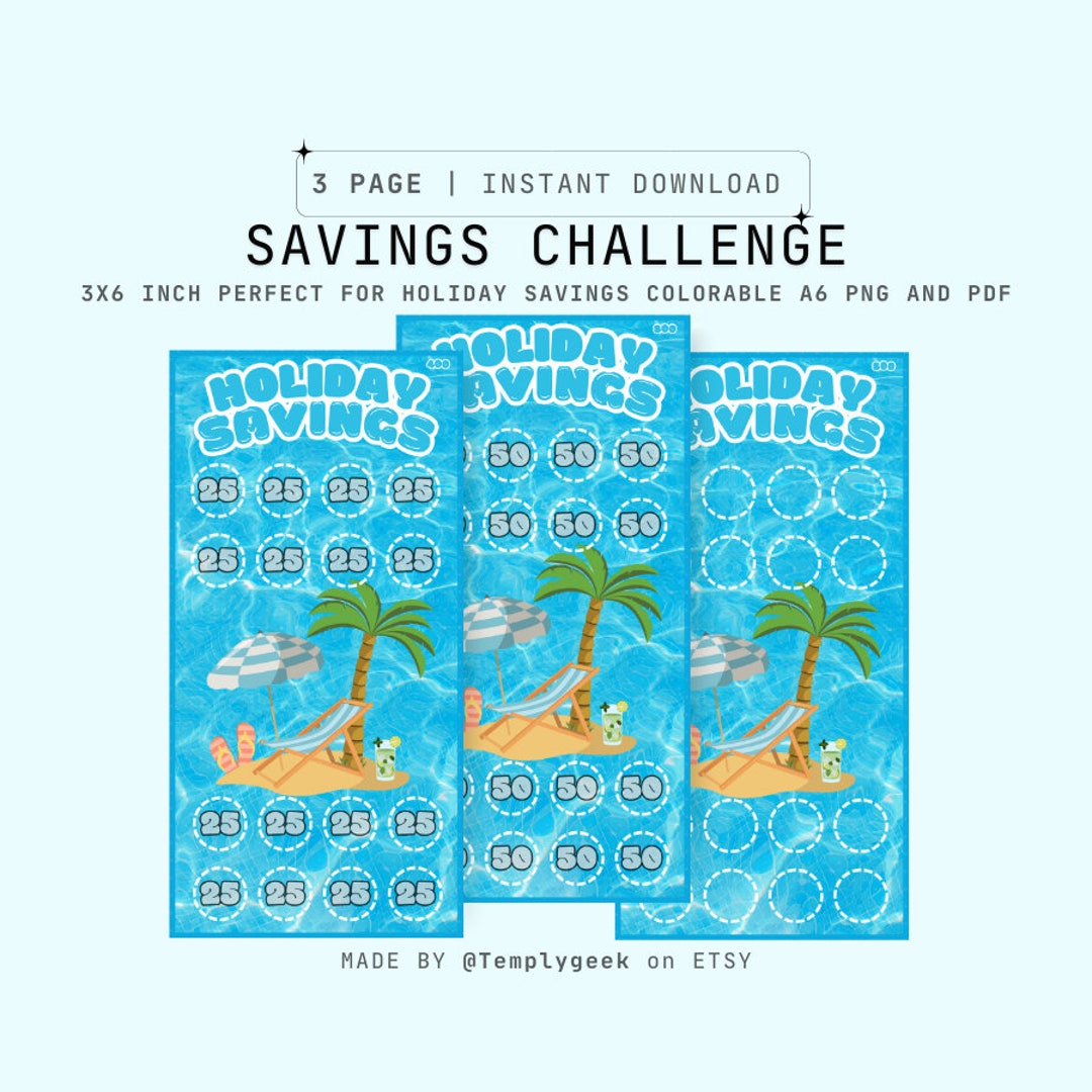 2025 BLUE Holiday Savings Challenge | A6 Envelopes | Save 400, 800 ...