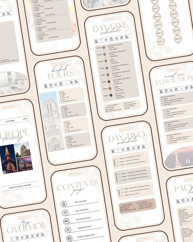 Editable Digital Travel Itinerary Printable Travel Planner Digital ...