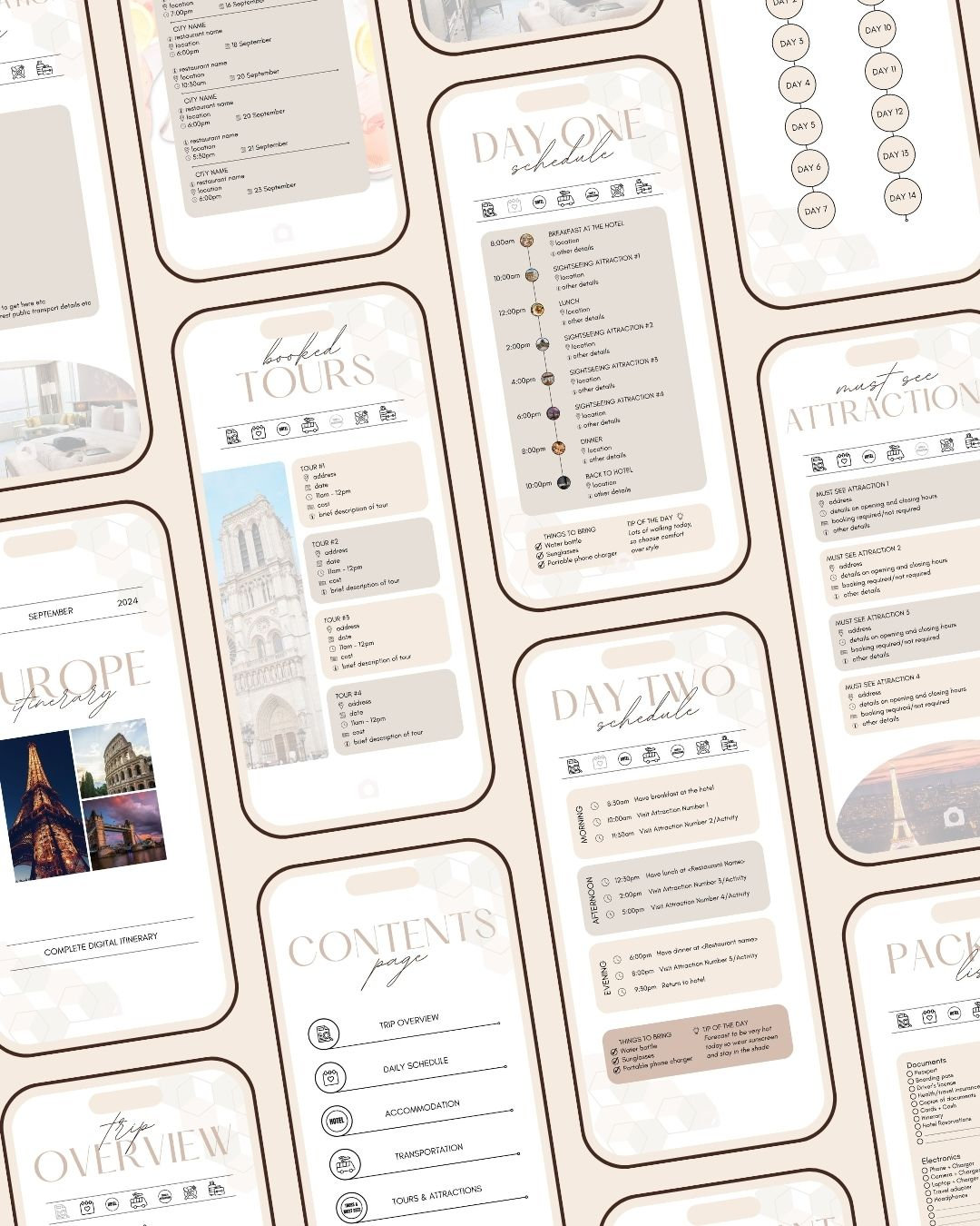 Editable Digital Travel Itinerary Printable Travel Planner Digital ...