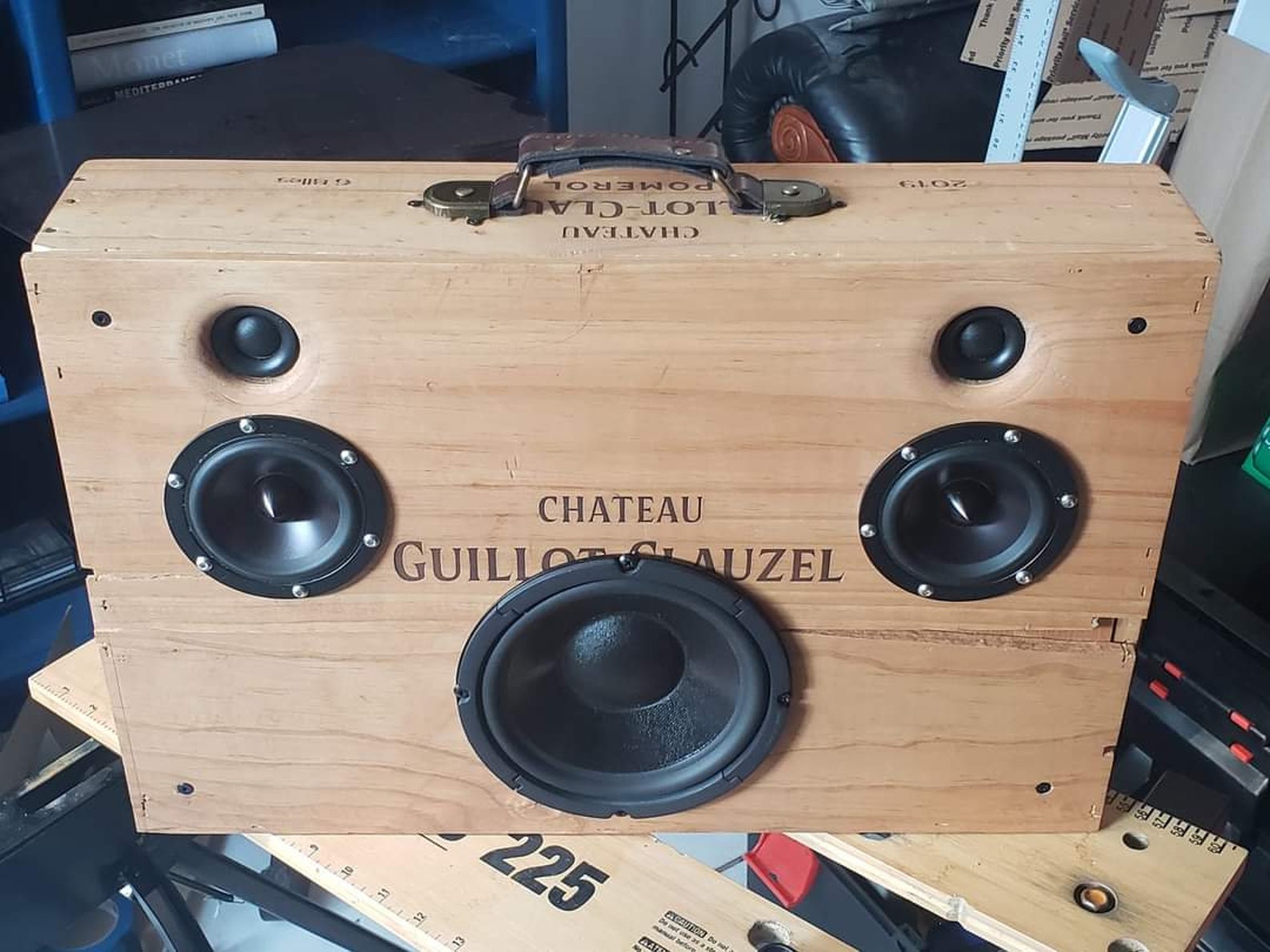 Genuine Wood Wine Crate Box Bluetooth 5.0 Boombox Speaker 60w RMS (15w× ...