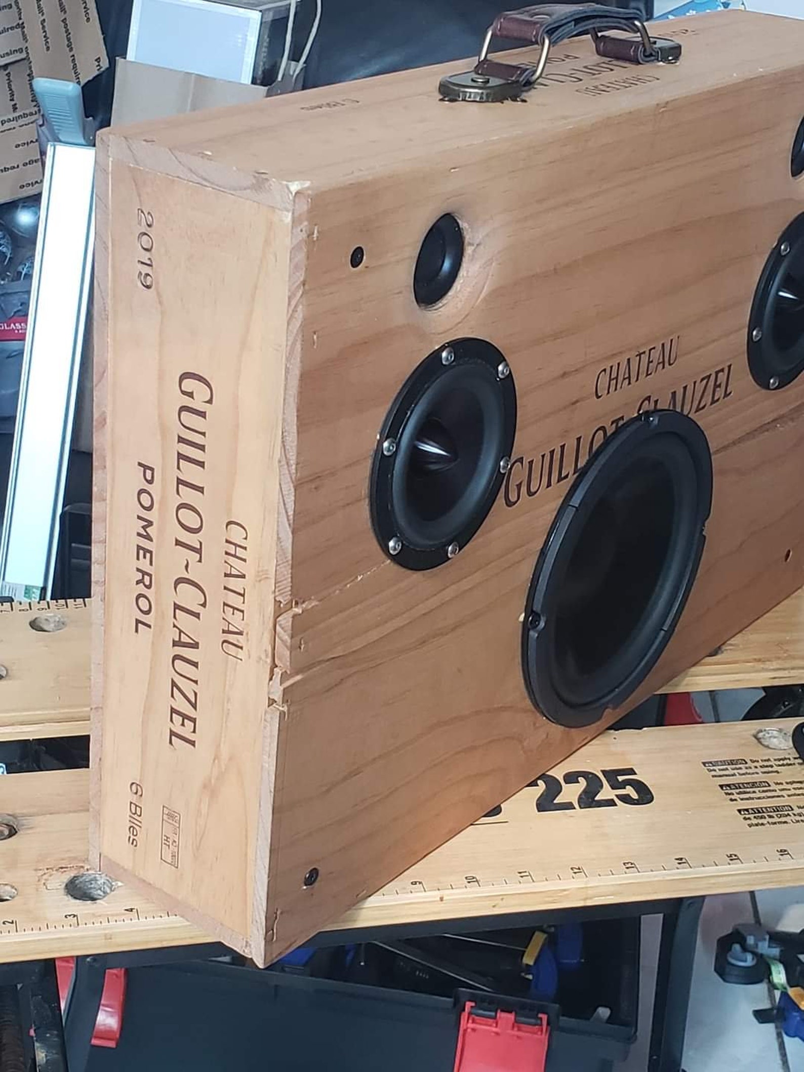Genuine Wood Wine Crate Box Bluetooth 5.0 Boombox Speaker 60w RMS (15w× ...