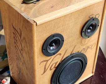 Genuine Wood Wine Crate Box Bluetooth 5.0 Boombox Speaker 60w RMS (15w× ...