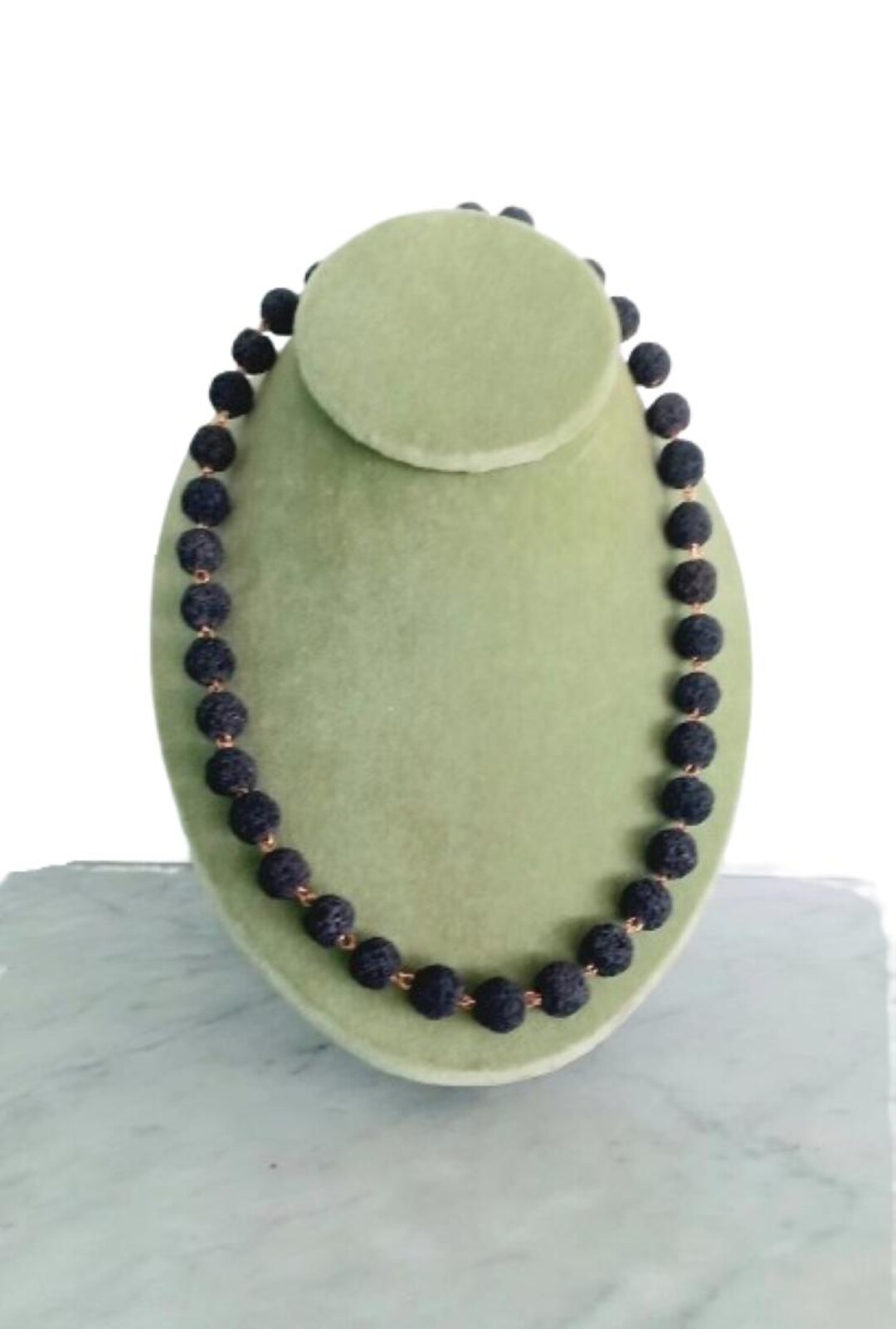 Volcano Lava NECKLACE Chain With Beads From Lava of Vesuvio and Copper ...