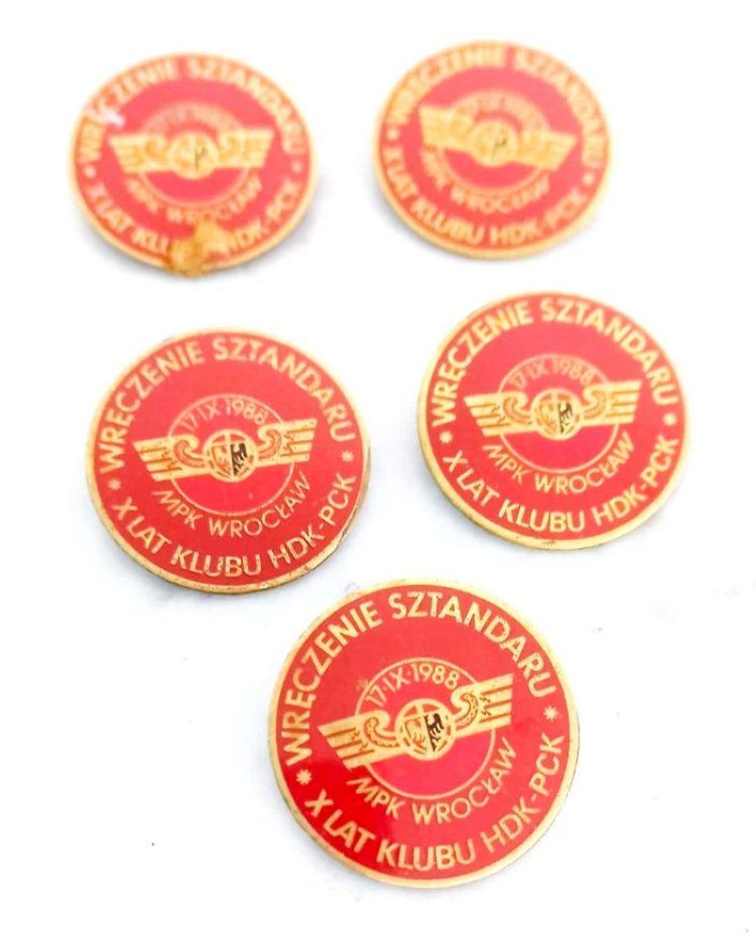 Polish Red Cross 5 Lacquered Pins Original From 1988 for Blood Donors ...