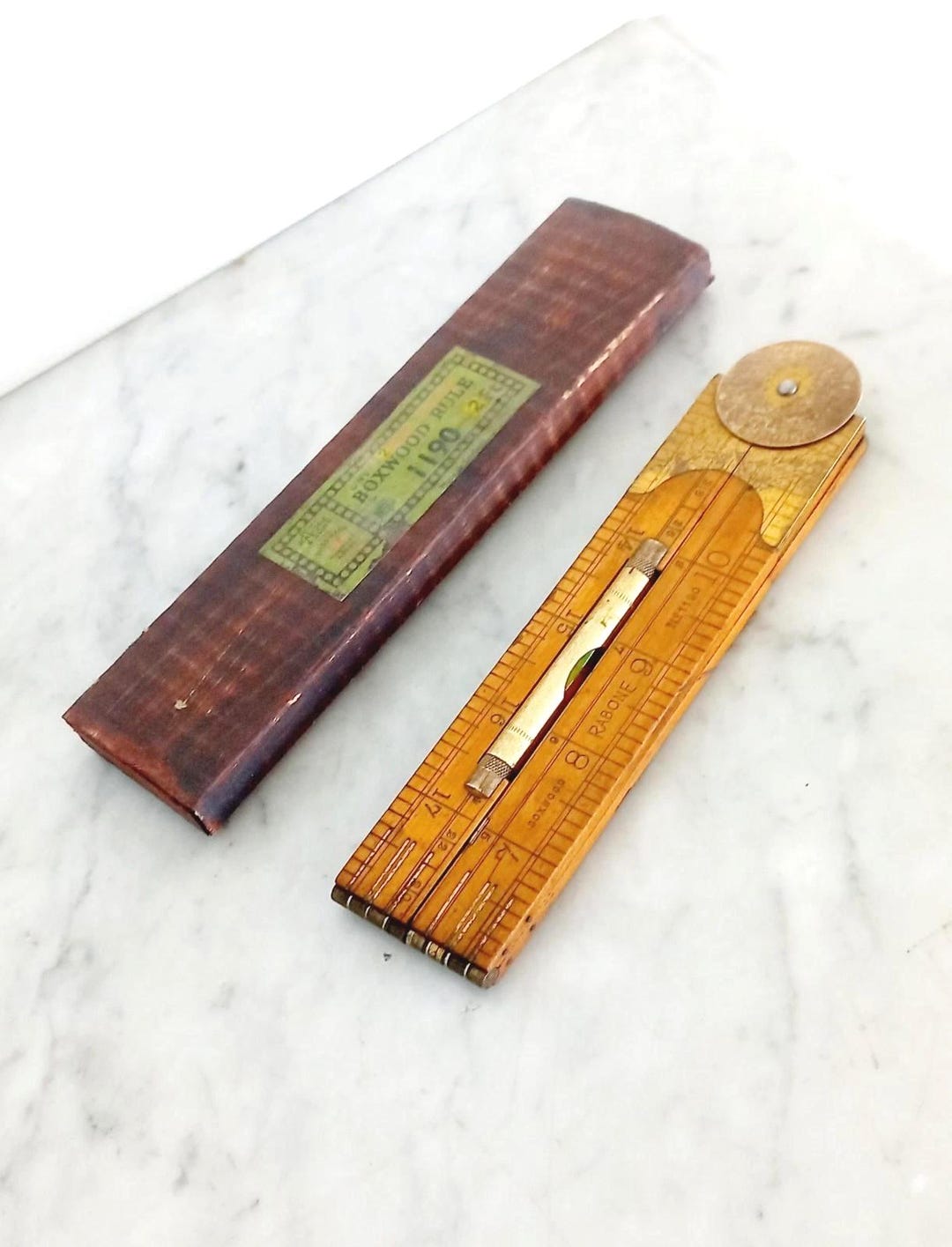 JOHN RABONE Model Number 1190 Folding Ruler in Boxwood and Brass ...