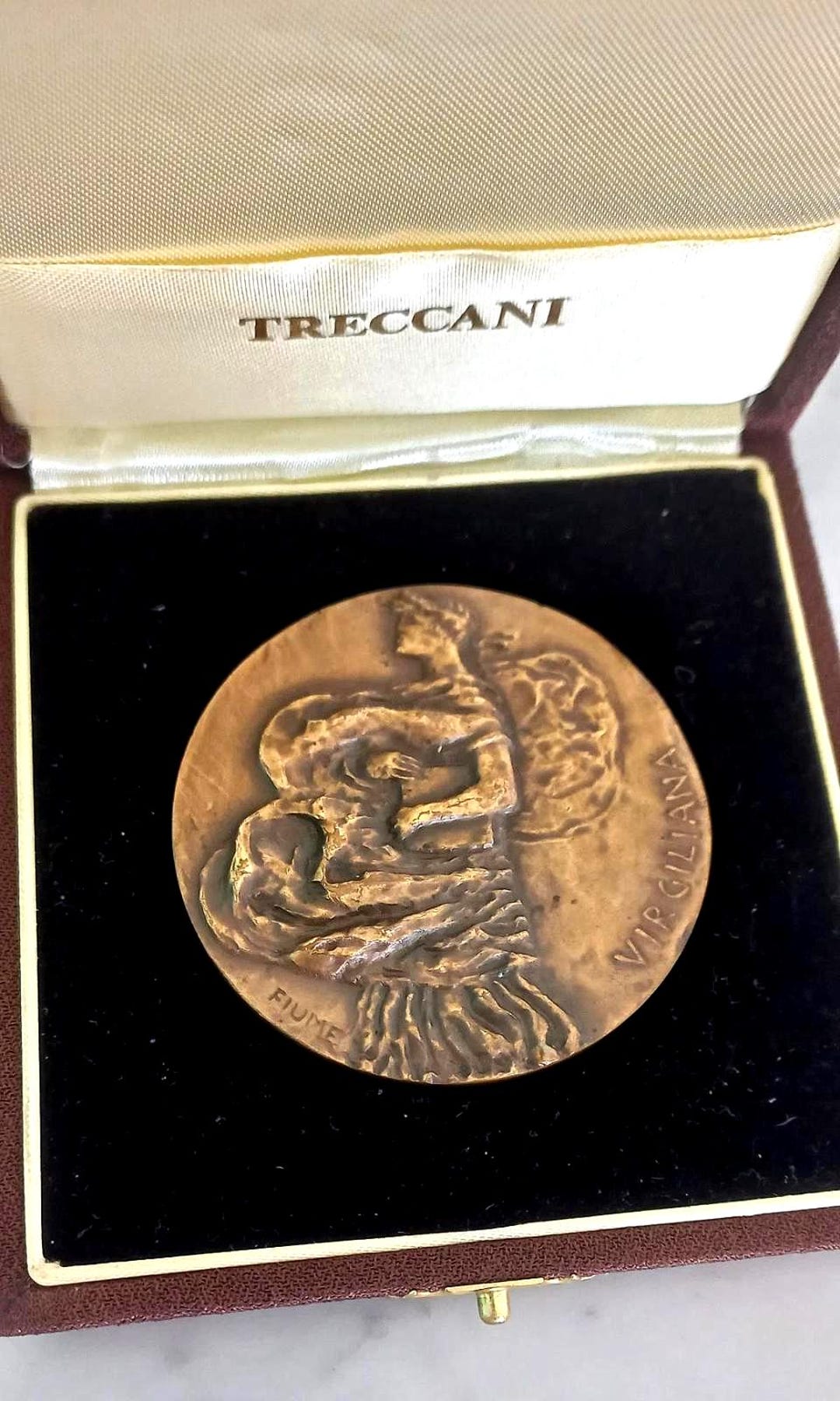 BRONZE MEDAL Paper Weight Virgiliana of Treccani Made in Italy Engraved ...