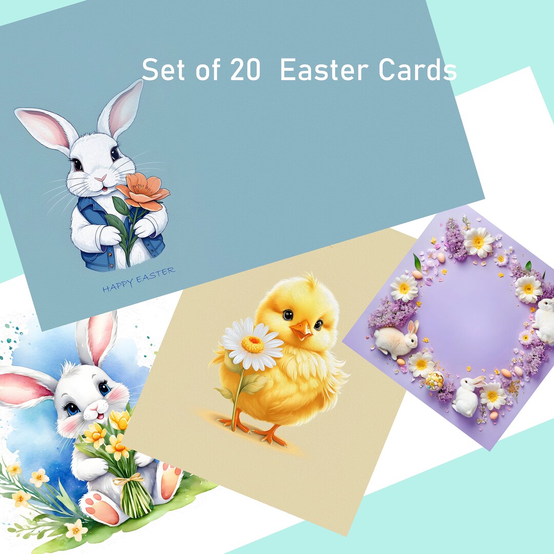 Postcards Digital Print Easter Cards Set of 20 Assorted Easter Cards ...