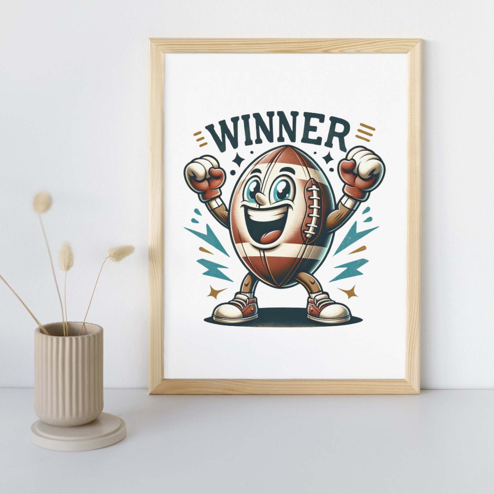 Cute Watercolor American Football Cartoon Character Clipart Set,mascot ...