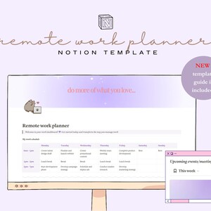Notion Template Remote Work Planner, Digital Work Planner, Notion Dashboard, Team Collaboration ...
