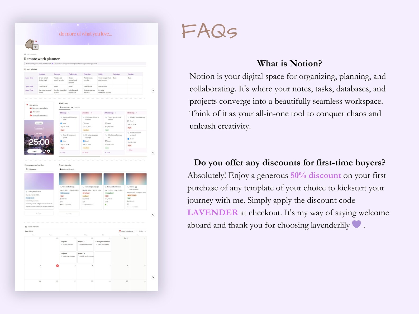 Notion Template Remote Work Planner, Digital Work Planner, Notion Dashboard, Team Collaboration ...