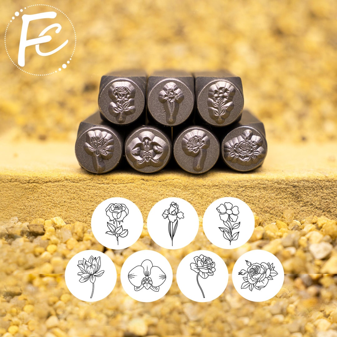 Rooted Flower Stamp, Plants Metal Stamp,rose Metal Stamping,metal Punch ...