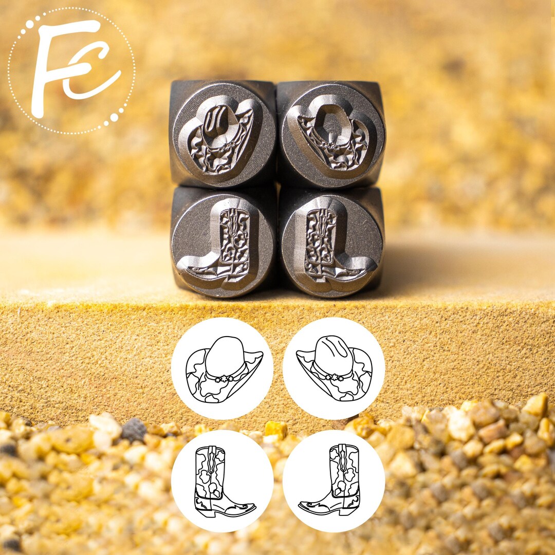 Metal Cattle Stamps, Cowboy Boots, Cowboy Hat, Design Stamp, Metal ...
