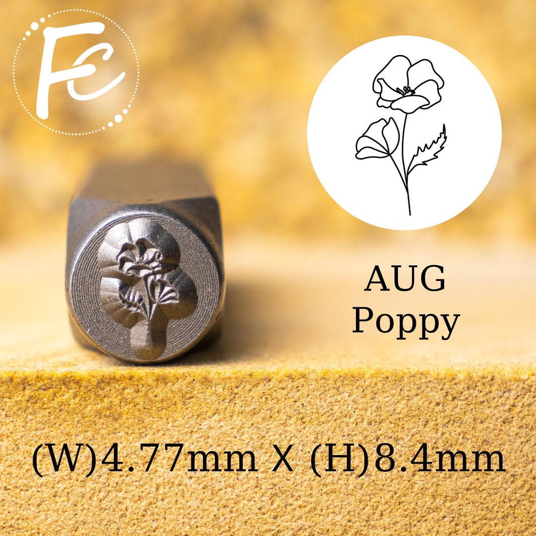 Aug Poppy Metal Stamp,birth Moon Flower Metal Stamps, Metal Stamp Punch ...