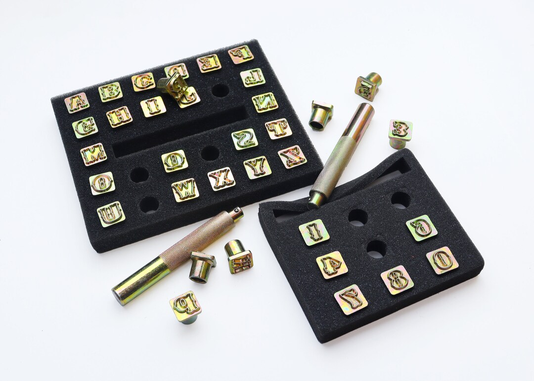 1/2 13mm SLC Standard Alphabet and Number Leather Craft Complete Stamp ...
