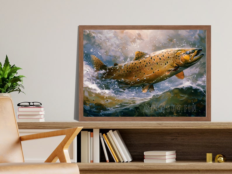 Trout Wall Art, Watercolor Fishing Wall Art for Home & Shop Decor, Golden Trout Fish Wallpaper ...