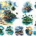 Tropical Island Clipart, Watercolor Beach Image for Printable, Ocean ...