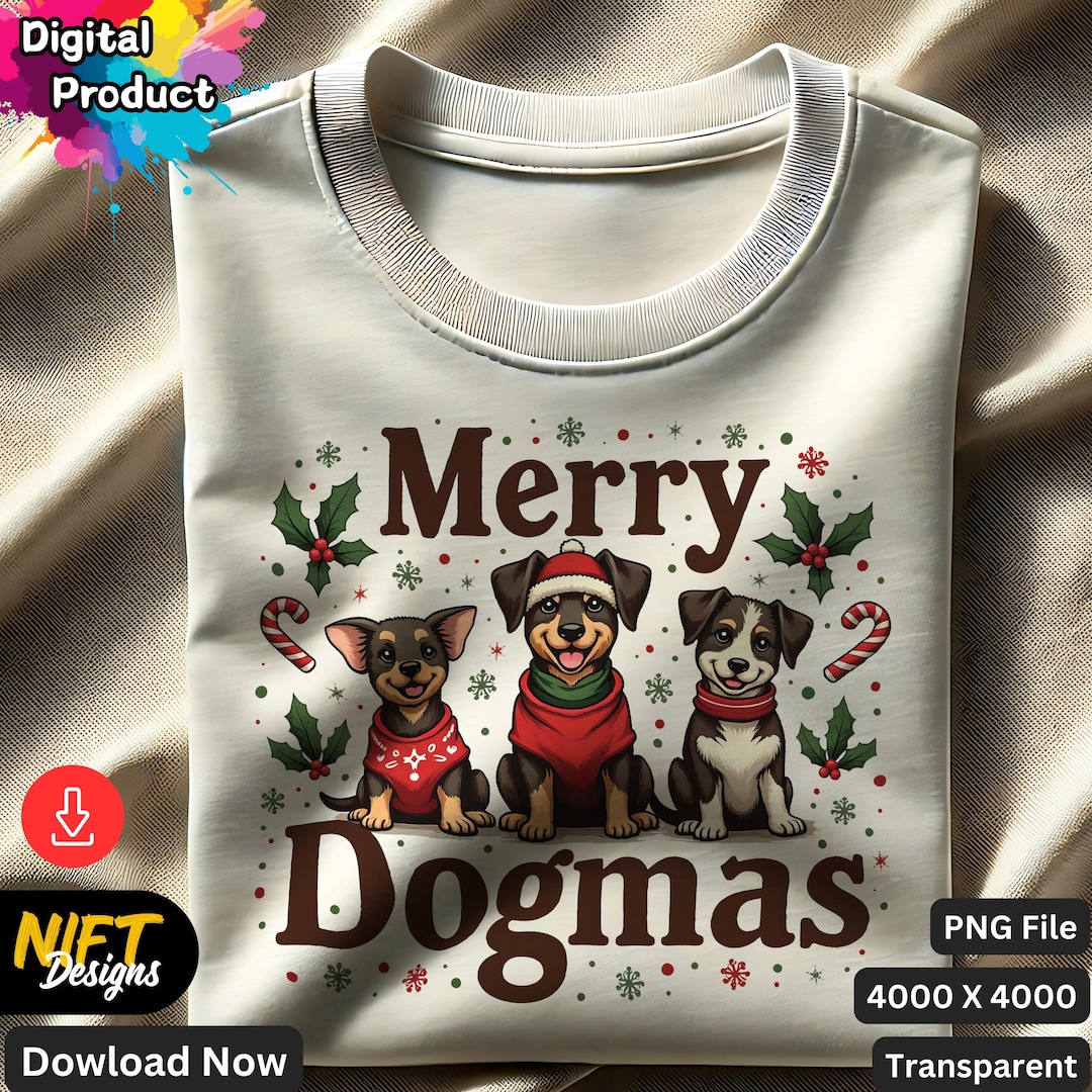 Merry Dogmas PNG, Christmas Dog PNG, Funny Dog Lover Art, Sublimation ...