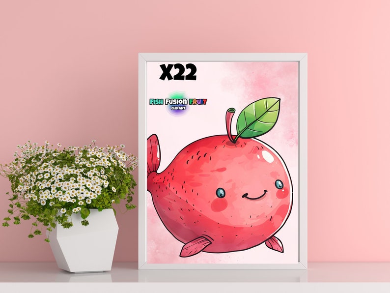 Funny Fish Clipart, Fish With Fruit PNG, Watercolor Ocean Animal for ...