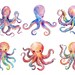 Cute Octopus Clipart, Watercolor Ocean Animals, for Nursery Decor ...