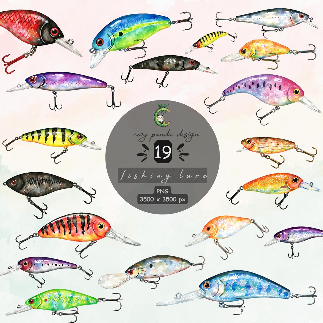 Watercolor Fishing Lure Clipart, Hand Painted Fishing PNG, Sport ...