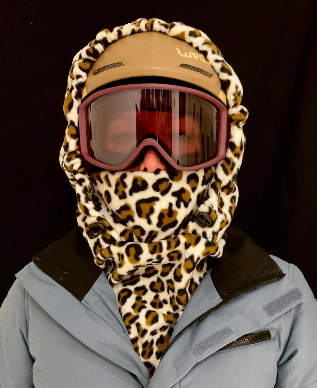 Over-helmet Ski Hood- Snow Leopard - Etsy