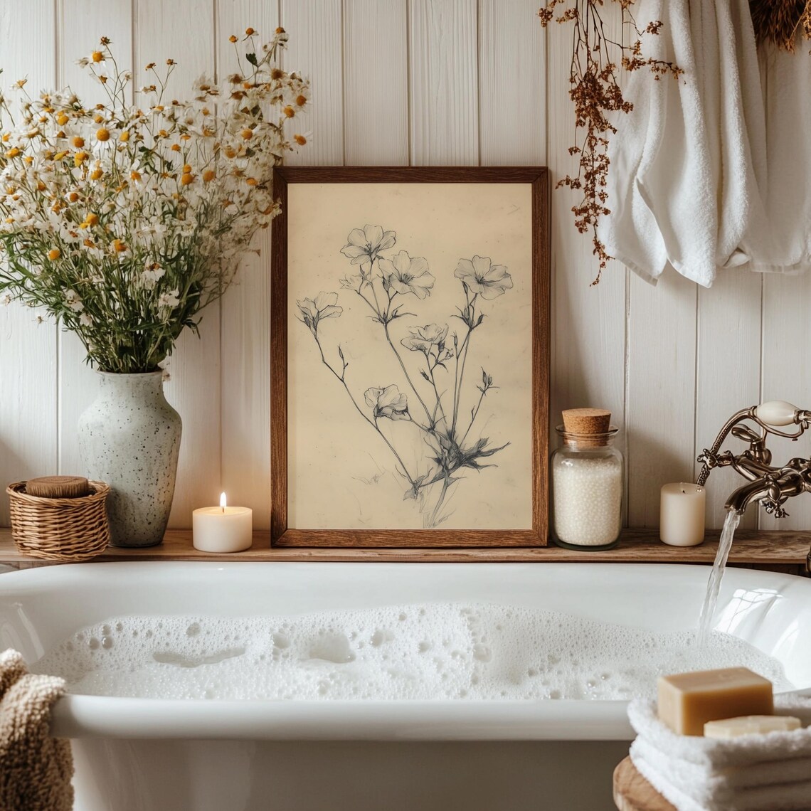 Field Notes in Ink | Vintage Botanical Line Art Print | Neutral Sepia ...