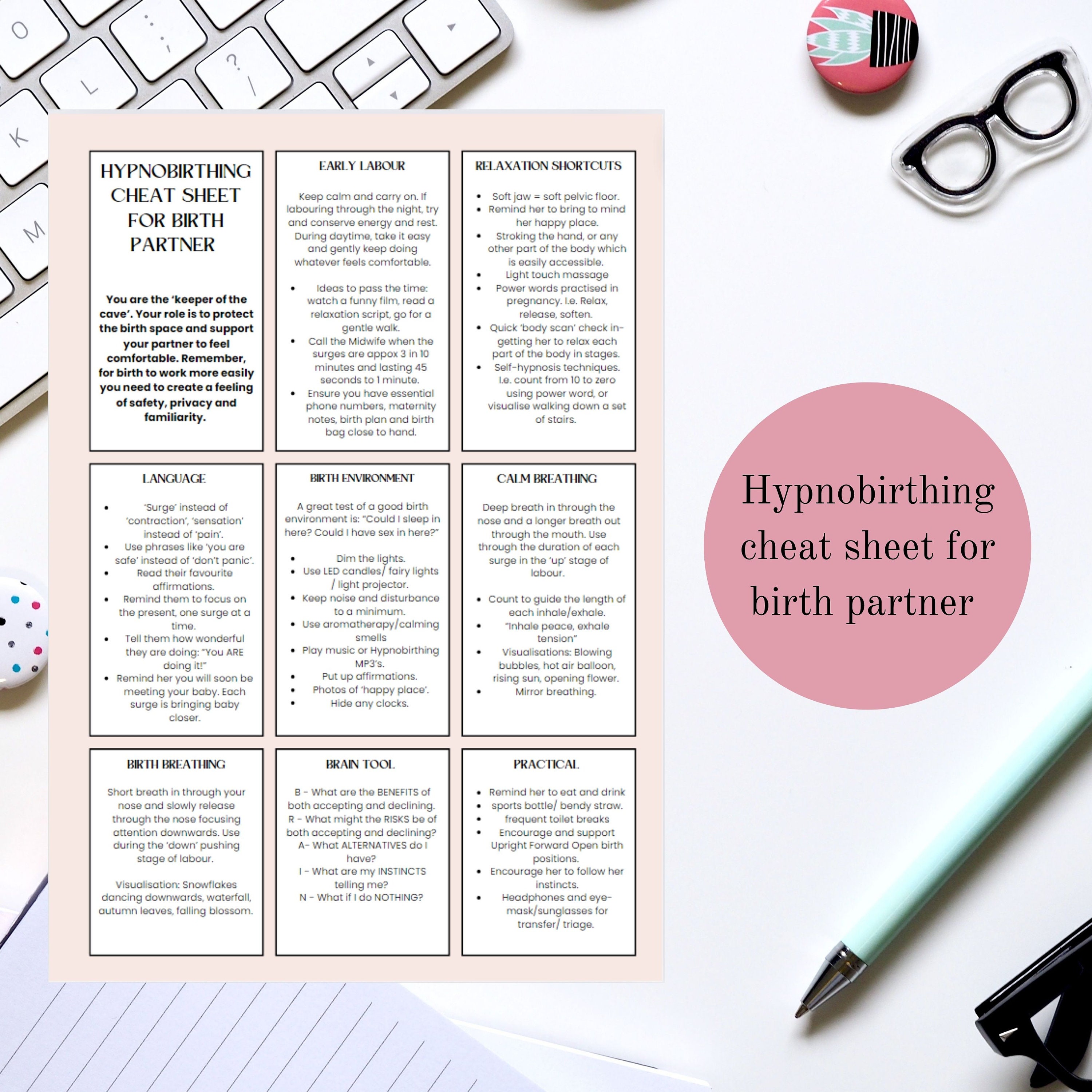 Hypnobirthing Handout Resources for Birth Workers- Affirmations ...