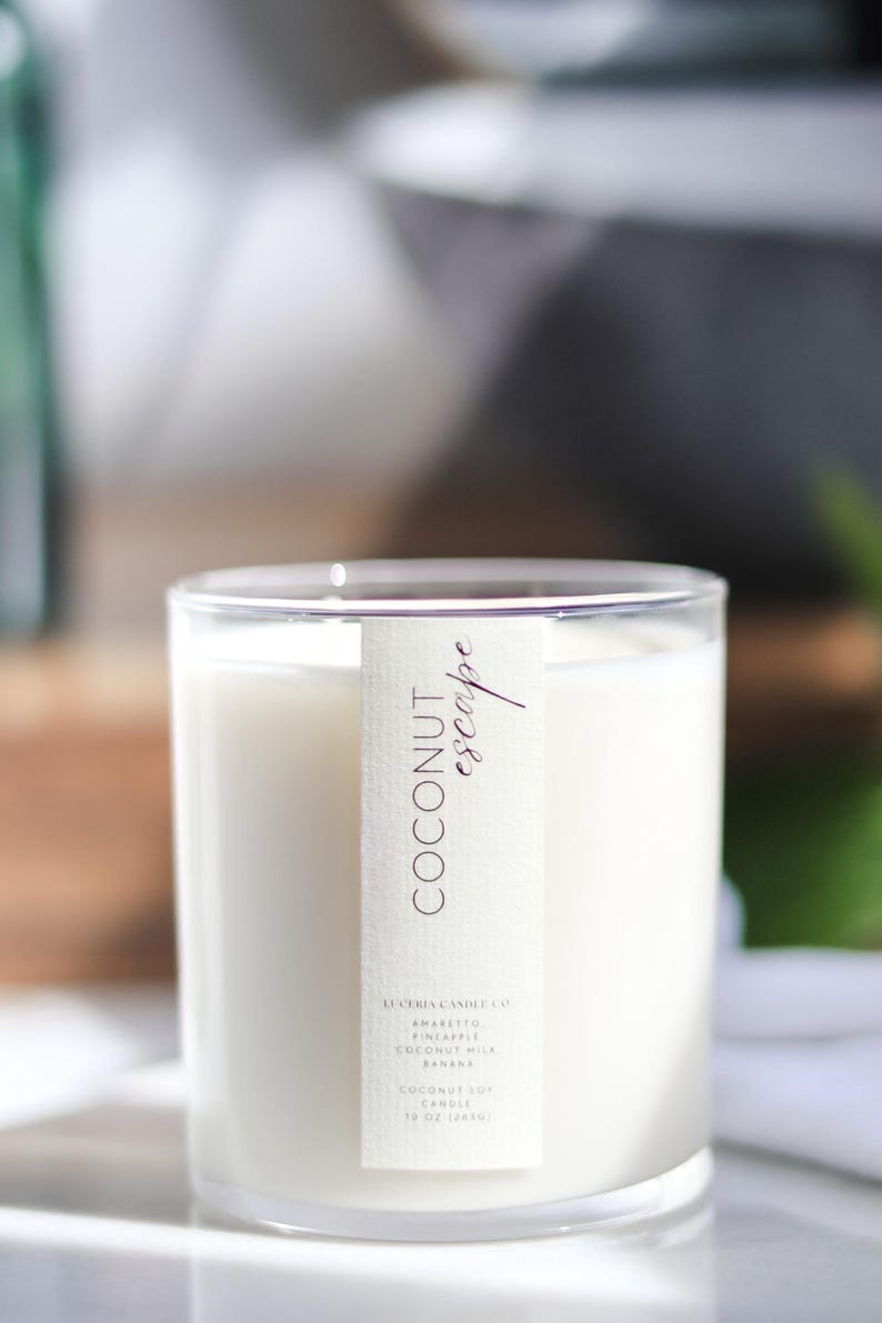 Coconut Escape Coconut Soy Candle, 10 Oz Clear Glass Candle, Refreshing ...