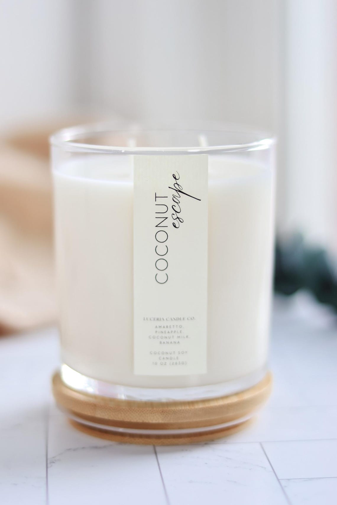 Coconut Escape Coconut Soy Candle, 10 Oz Clear Glass Candle, Refreshing ...