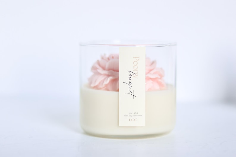 Peony Bouquet Candle, Soy Wax Candle, Floral Candles, Handmade Candle ...