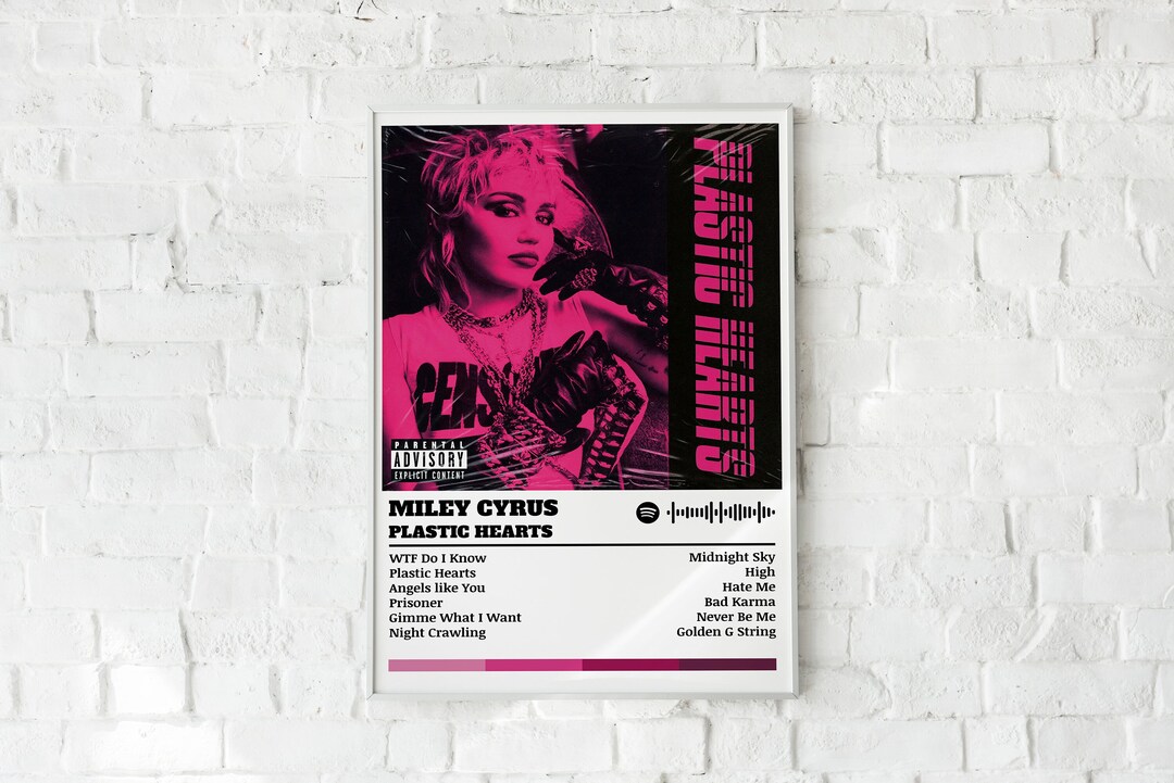 Miley Cyrus Poster Print Plastic Hearts Poster Music Poster Album Cover ...
