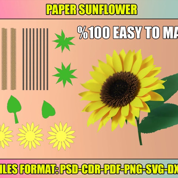Paper Sunflower Svg - Etsy