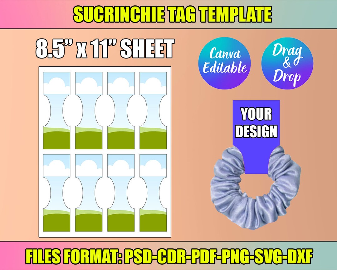 Scrunchie Tag Template, Scrunchie Tag SVG, DXF, Png, Psd, Sublimation ...
