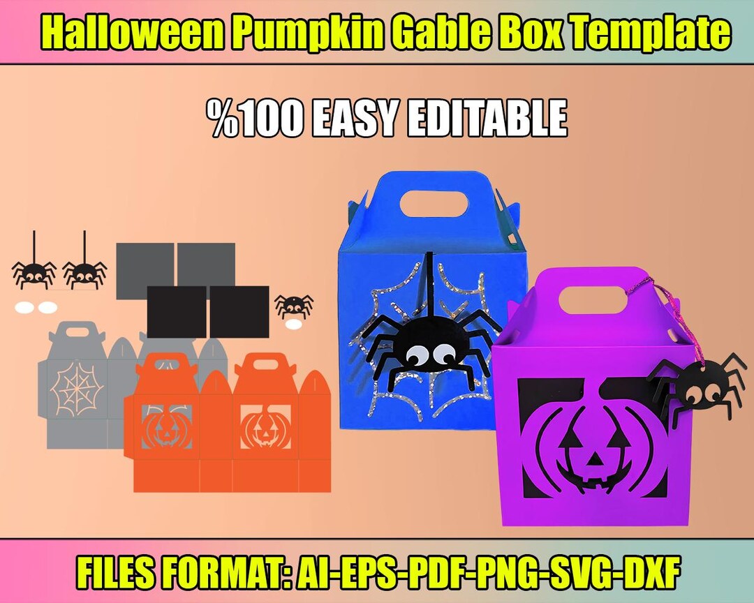 Halloween Box Template, Pumpkin Gable Box Template, Cut Files ...