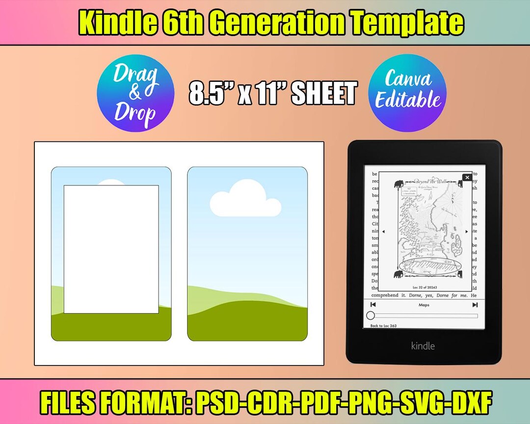 Kindle 6th Generation Template, Paperwhite Template, Paperwhite ...